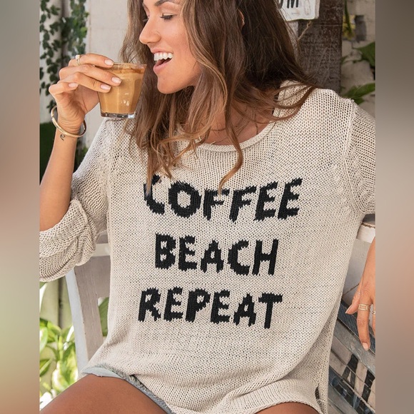 Miracle | Sweaters | Nwt Coffee Beach Repeat V Neck Knit Sweater | Poshmark